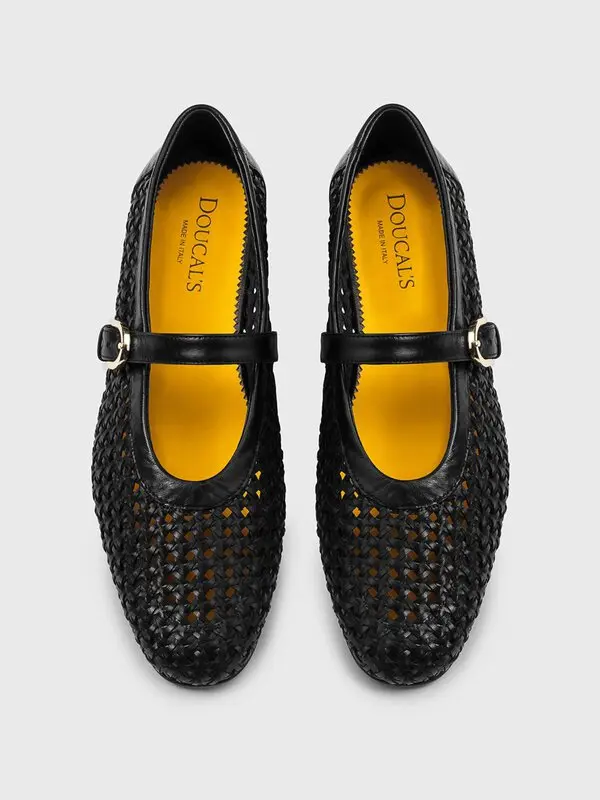 DOUCAL'S Woven Leather Ballet Pumps - Black