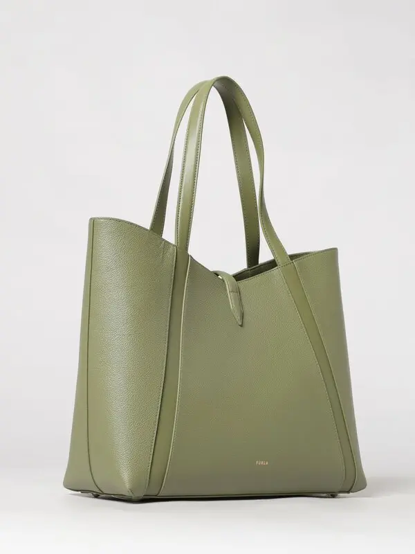 Furla Tote Bag With Gold Tone Clasp