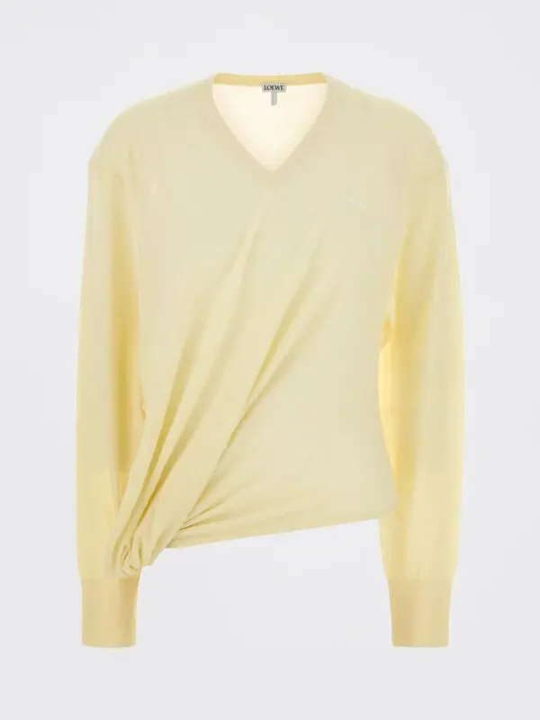 Loewe Draped V-neck Wool Blend Sweater - Yellow