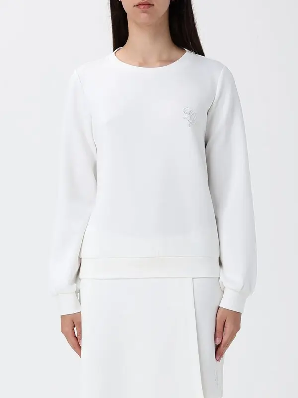 Liu Jo Modal Blend Crew Neck Sweatshirt With Rhinestone Logo
