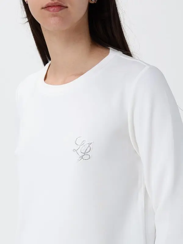 Liu Jo Modal Blend Crew Neck Sweatshirt With Rhinestone Logo