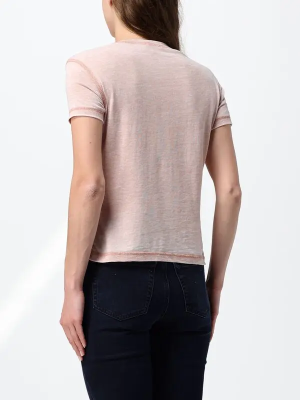 DIESEL® Slim Fit Cotton T-shirt With Rhinestone Logo - Pink