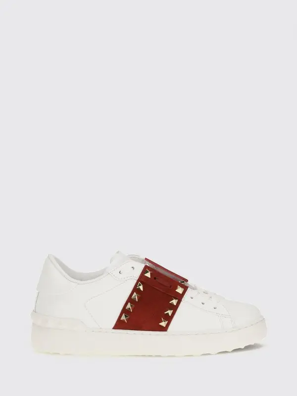 Valentino Garavani Rockstud Untitled Leather And Suede Lace-up Sneakers - Red