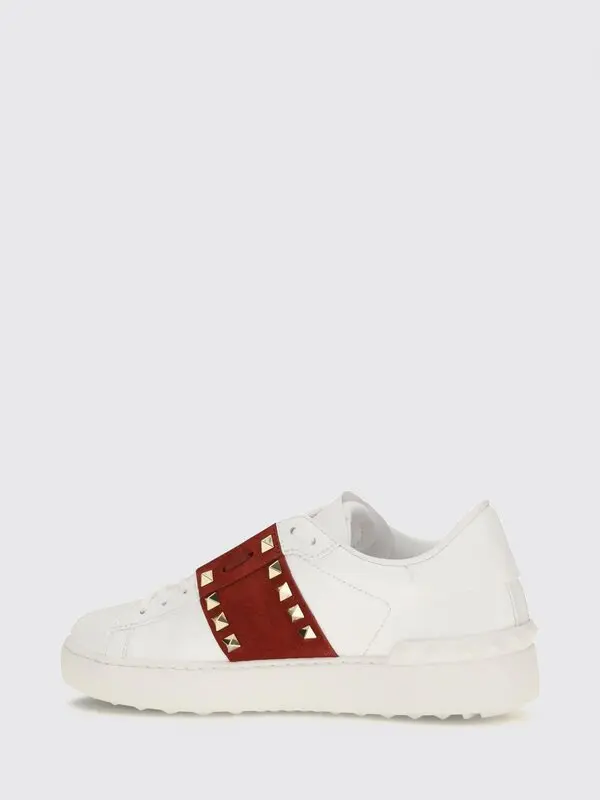 Valentino Garavani Rockstud Untitled Leather And Suede Lace-up Sneakers - Red