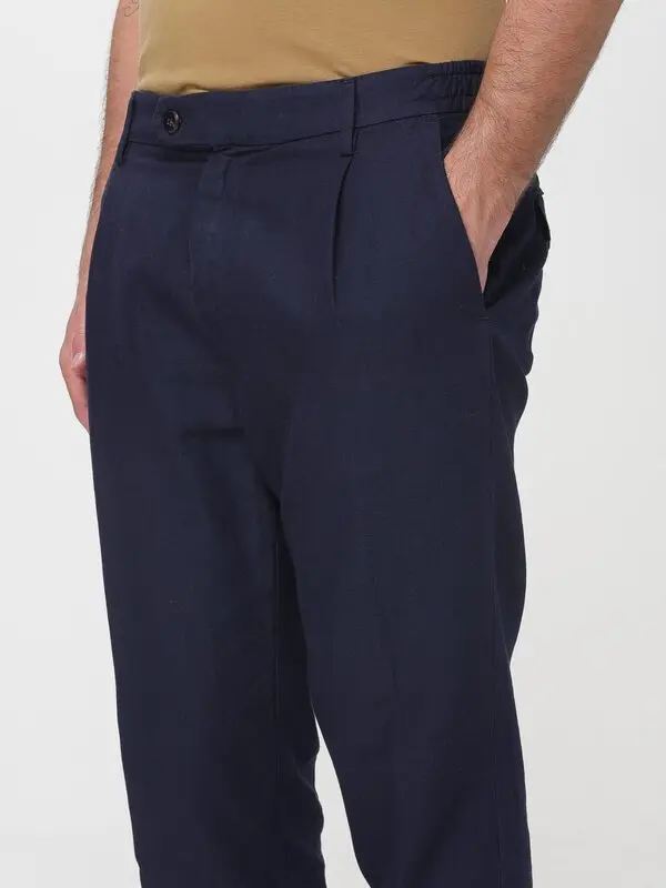 Eleventy Cotton And Linen Slim Fit Paisley Trousers