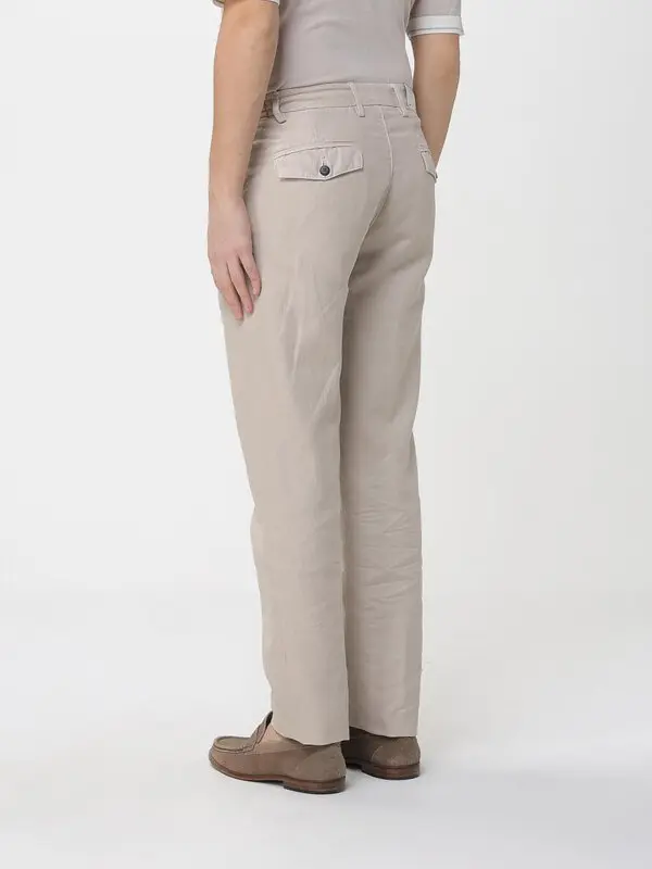 Eleventy Cotton And Linen Slim Fit Trousers - Sand