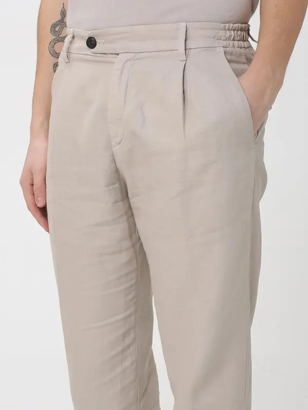 Eleventy Cotton And Linen Slim Fit Trousers - Sand