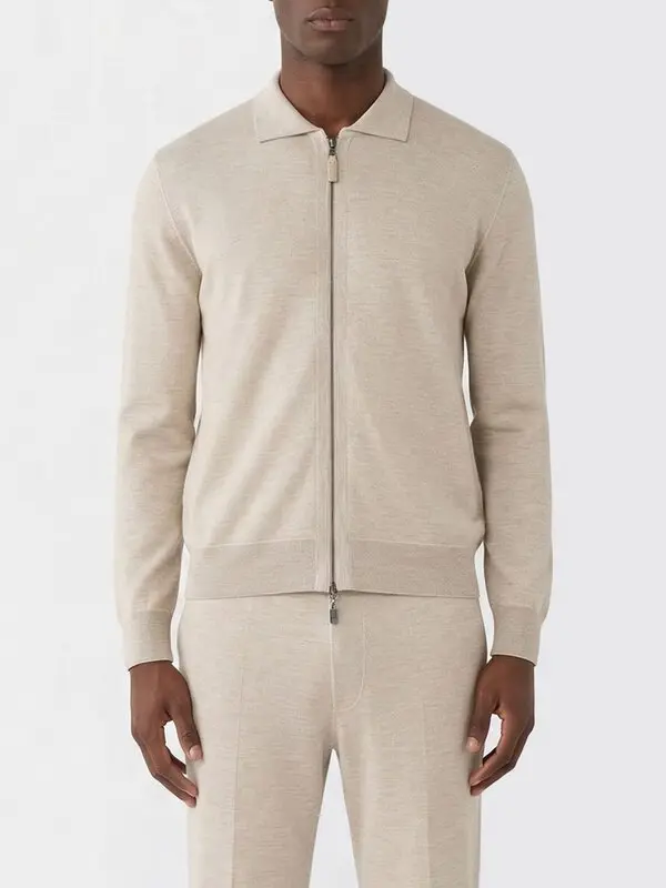 Brioni Cotton And Cashmere Polo Cardigan