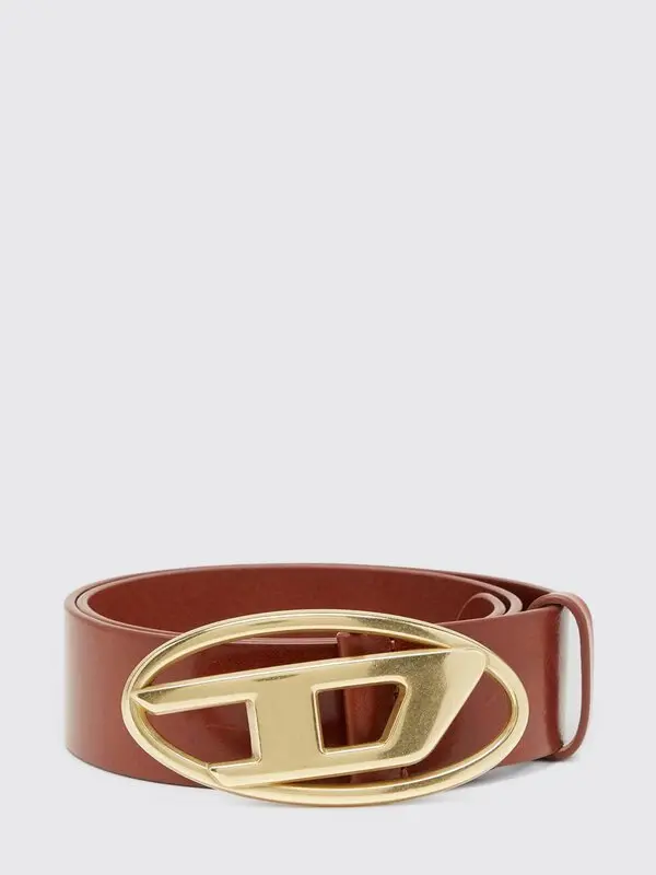 DIESEL® Belt With Gold Tone Oval Buckle