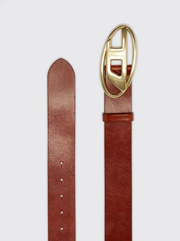 DIESEL® Belt With Gold Tone Oval Buckle