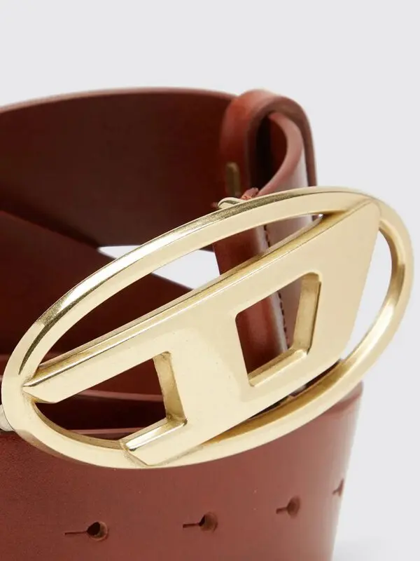DIESEL® Belt With Gold Tone Oval Buckle