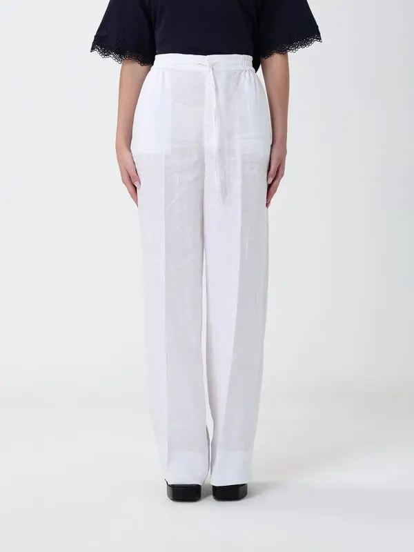 TWINSET Linen Palazzo Trousers - White