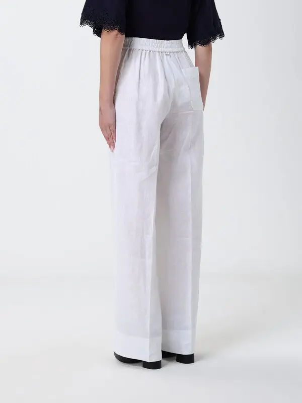 TWINSET Linen Palazzo Trousers - White