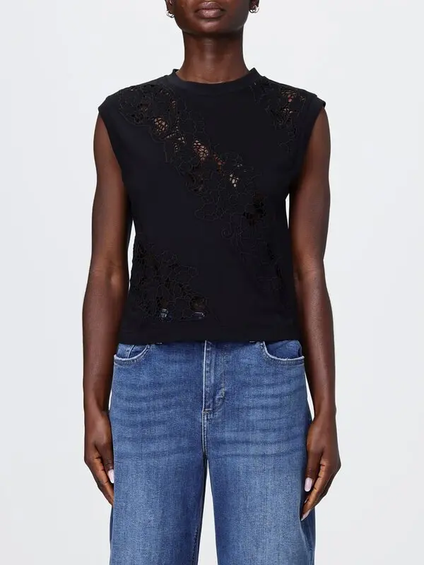 TWINSET Cotton And Macramé Top - Black