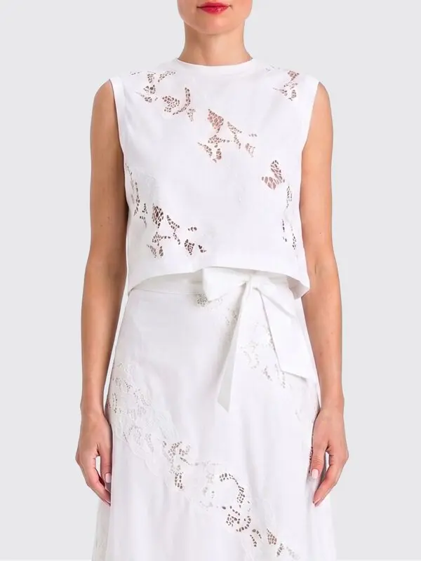 TWINSET Cotton And Macramé Lace Top