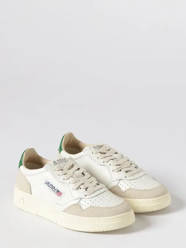 AUTRY Medalist Low Bi Leather Sneakers With Perforated Toe - Beige