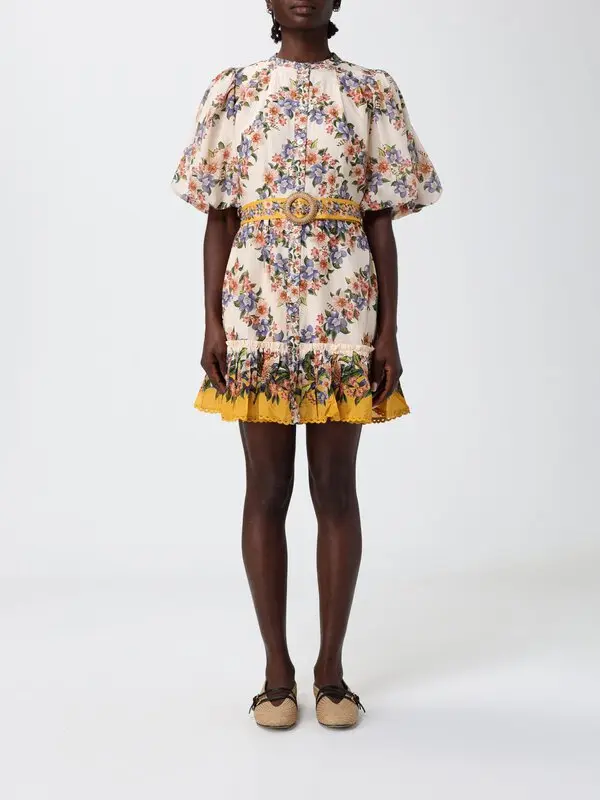 Farm Rio Floral Print Puff Sleeve Mini Shirtdress