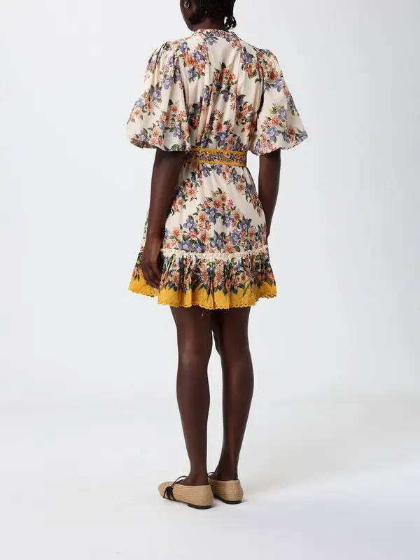 Farm Rio Floral Print Puff Sleeve Mini Shirtdress