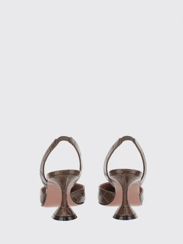Amina Muaddi Holli Croc-effect Leather Slingback Pumps - Brown