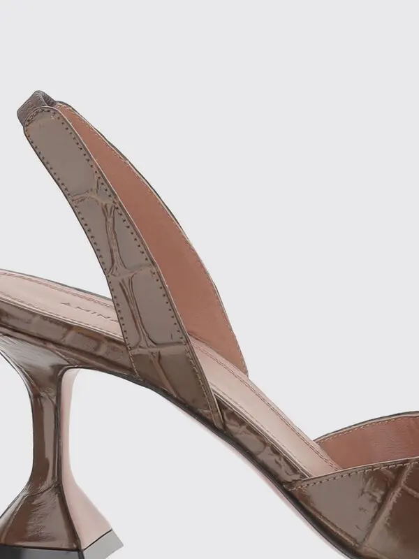 Amina Muaddi Holli Croc-effect Leather Slingback Pumps - Brown