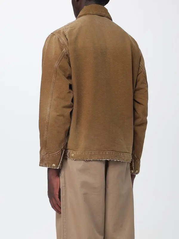 Carhartt Work In Progress Og Detroit Cotton Jacket With Zip Closure And Logo Patch - Brown