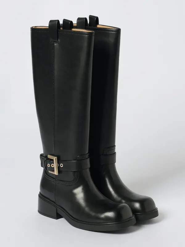 Armani Exchange Knee High Boots With Buckled Detail