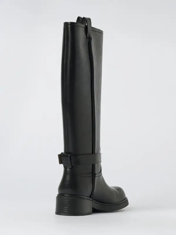 Armani Exchange Knee High Boots With Buckled Detail