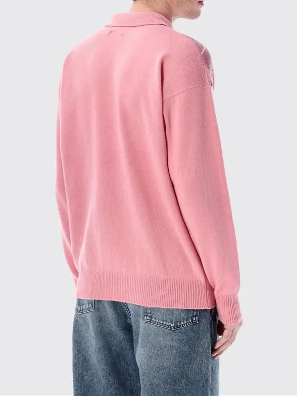 JW Anderson Diamond Pattern Wool Knit Polo Shirt - Pink