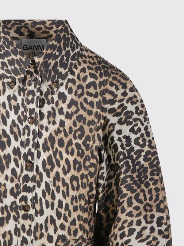 GANNI Leopard Print Button-up Shirt