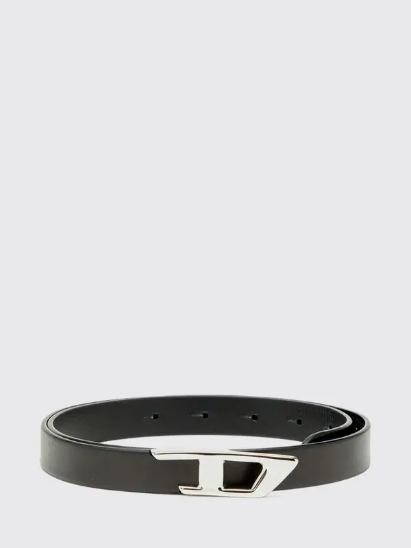 DIESEL® Leather Belt With Oval D Monogram Buckle
