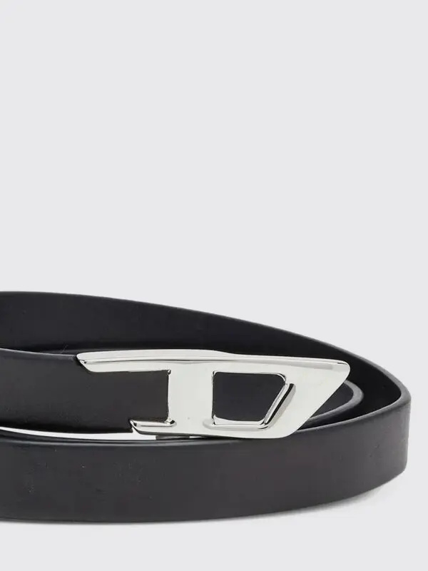 DIESEL® Leather Belt With Oval D Monogram Buckle