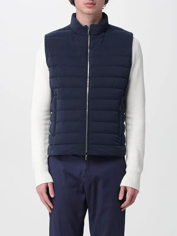 MOORER Padded And Quilted Down Vest - Blue