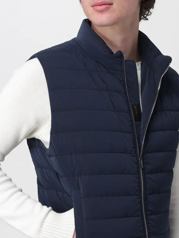 MOORER Padded And Quilted Down Vest - Blue