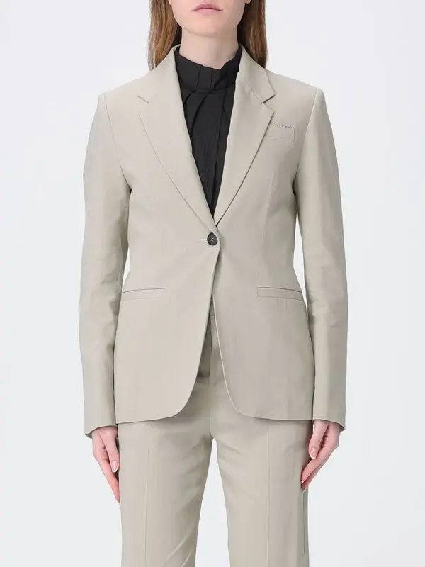 TELA Linen Blend Single-breasted Blazer - Pearl