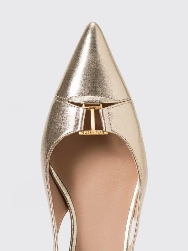 TWINSET Laminated Leather Slingback - Grey