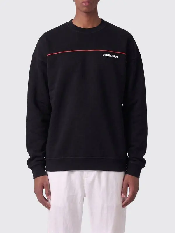 Dsquared2 Cotton Sweatshirt With Logo Print - Black