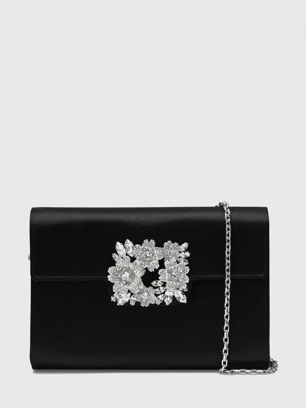ROGER VIVIER Efflorescence Satin Pouch With Jewel Buckle