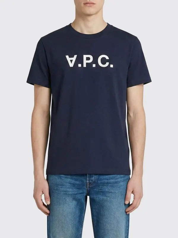 A.p.c. Organic Cotton T-shirt With Logo - Indigo