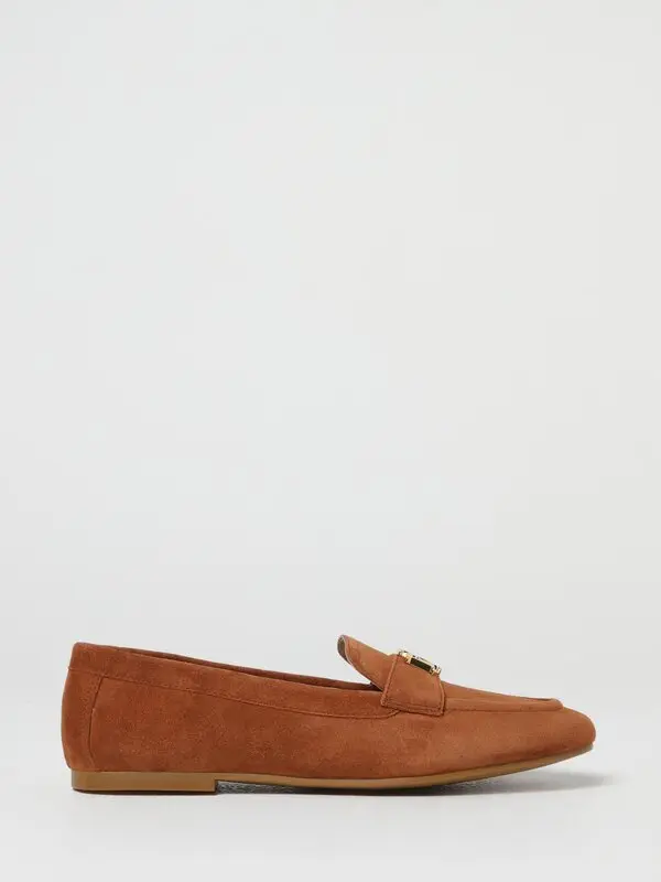 Ralph Lauren Suede Loafers With Metallic Logo Detail - Brown