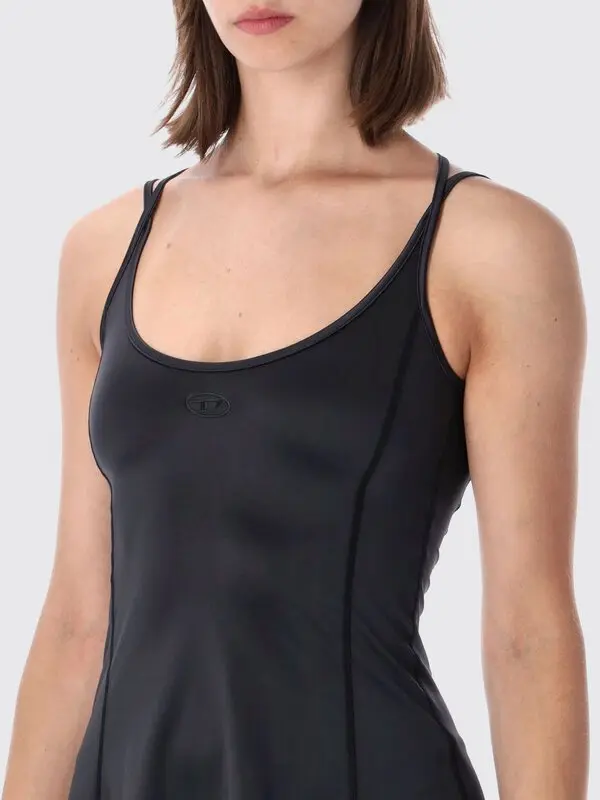 DIESEL® Slim Fit Stretch Nylon Mini Dress With Oval D Logo