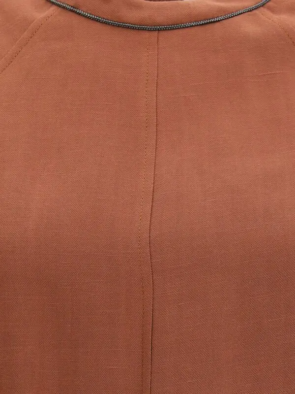 Brunello Cucinelli Viscose And Linen Sheath Mini Dress - Brick Red
