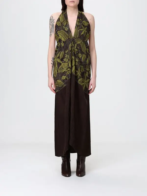TELA Silk Blend Floral Print Halterneck Midi Dress