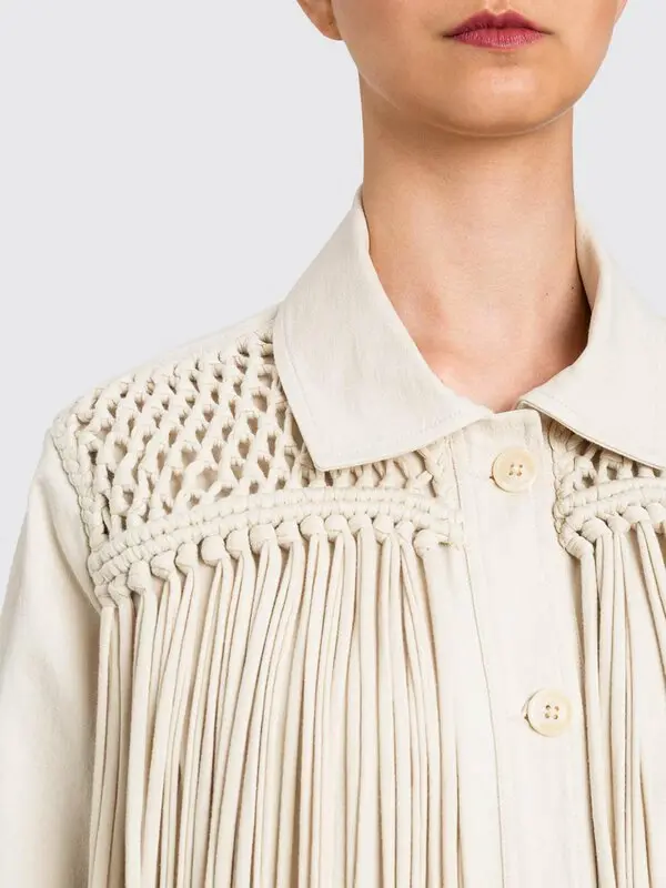 TWINSET Fringed Stretch Cotton Bull Jacket