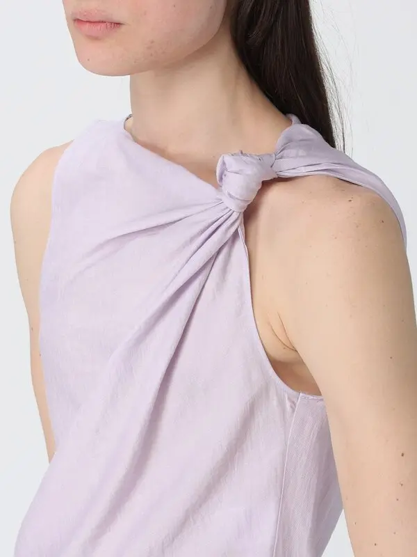 TELA Linen Blend Draped Top - Lilac