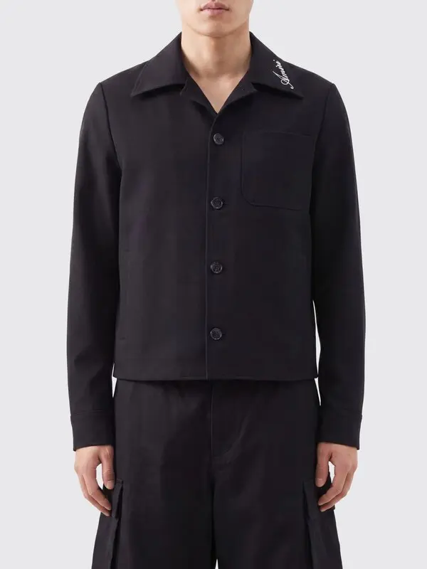 Amiri Cotton Shirt Jacket With Cuban Collar And Embroidered Logo