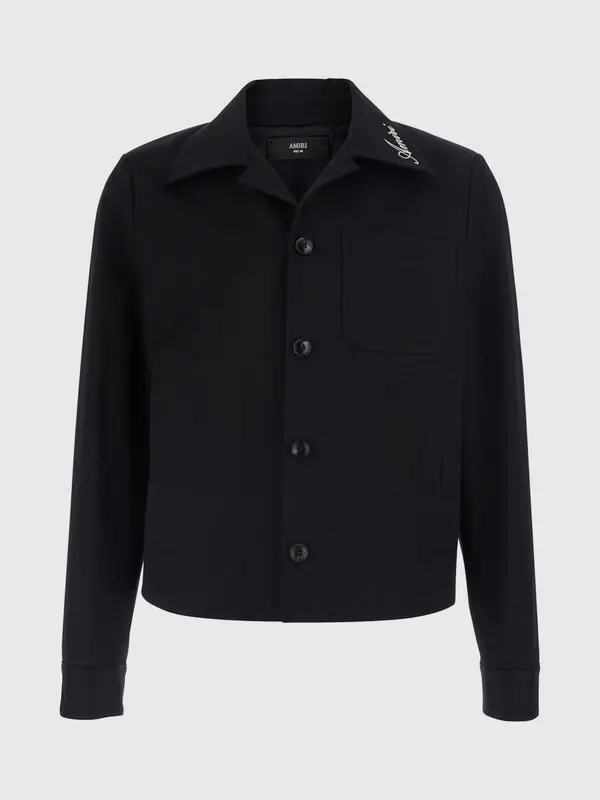 Amiri Cotton Shirt Jacket With Cuban Collar And Embroidered Logo