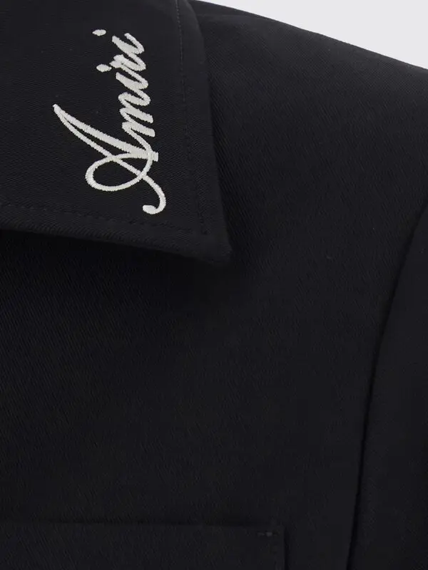 Amiri Cotton Shirt Jacket With Cuban Collar And Embroidered Logo