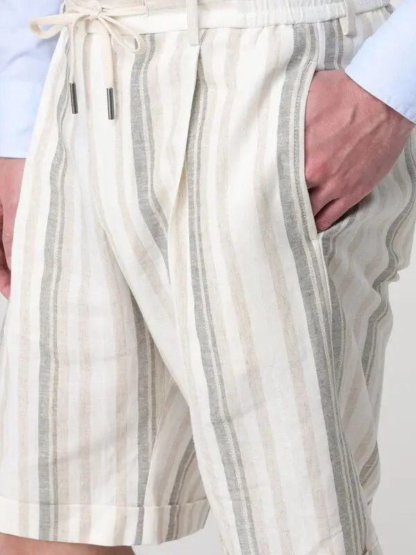 Tagliatore Classic Striped Linen Blend Shorts