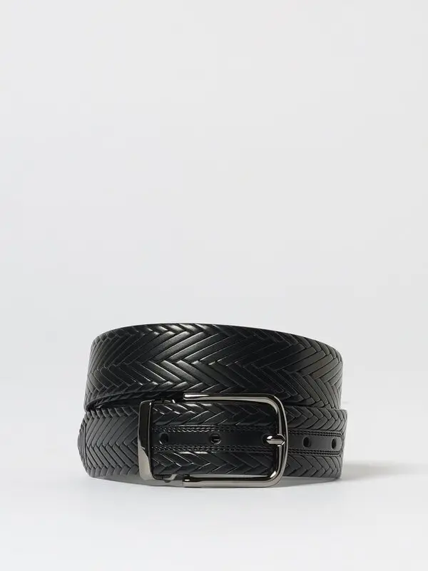 Emporio Armani Woven Leather Belt - Black