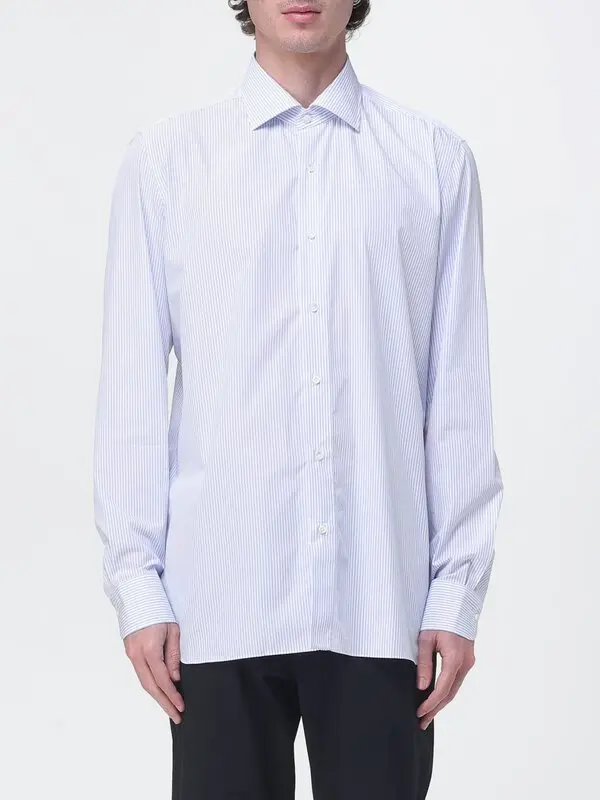 LUIGI BORRELLI Striped Cotton Shirt - Blue